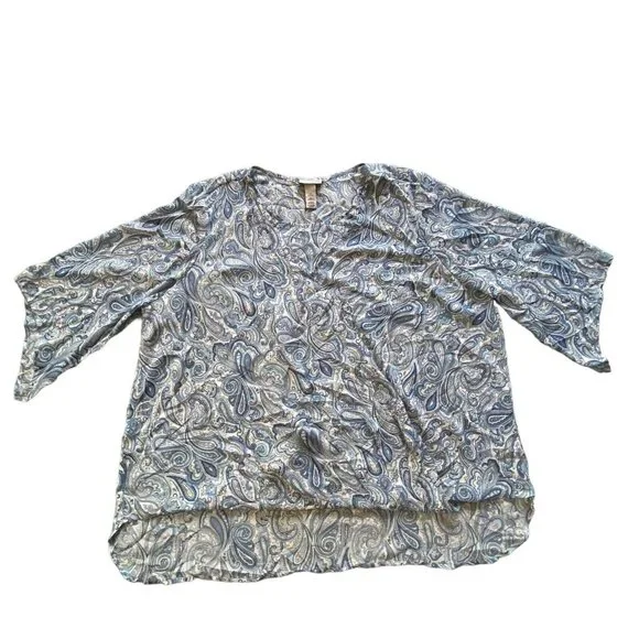 Catherines | Tops | Catherines Plus Size Womens 3x 2628w Blue Paisley ...